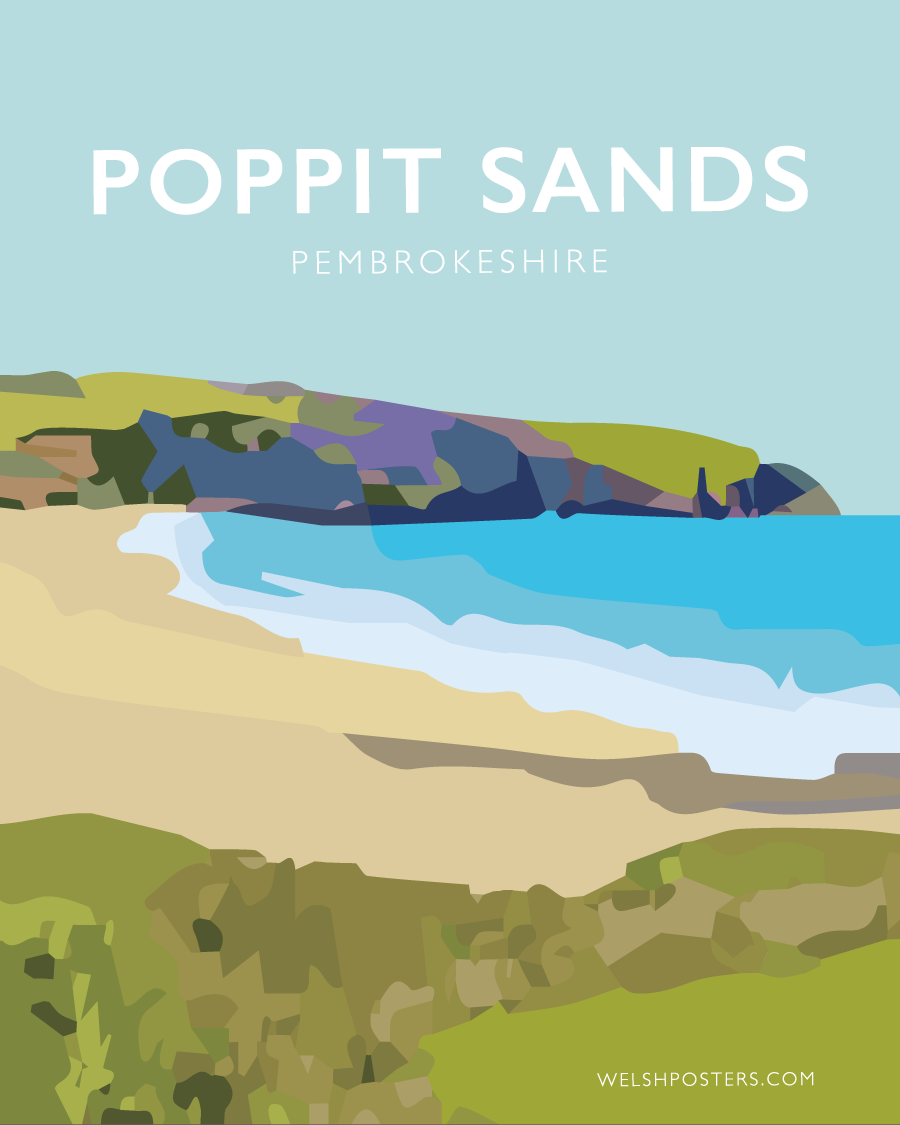 POPPIT SANDS Travel Poster - POPPIT SANDS New, Pembrokeshire Posters ...