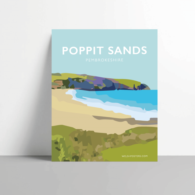 POPPIT SANDS Travel Poster - POPPIT SANDS New, Pembrokeshire Posters ...