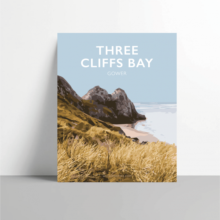 THREE CLIFFS BAY Travel Poster - THREE CLIFFS BAY Best sellers, Gower ...