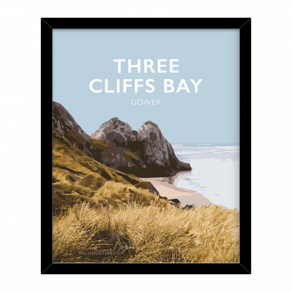THREE CLIFFS BAY Travel Poster - THREE CLIFFS BAY Best sellers, Gower ...