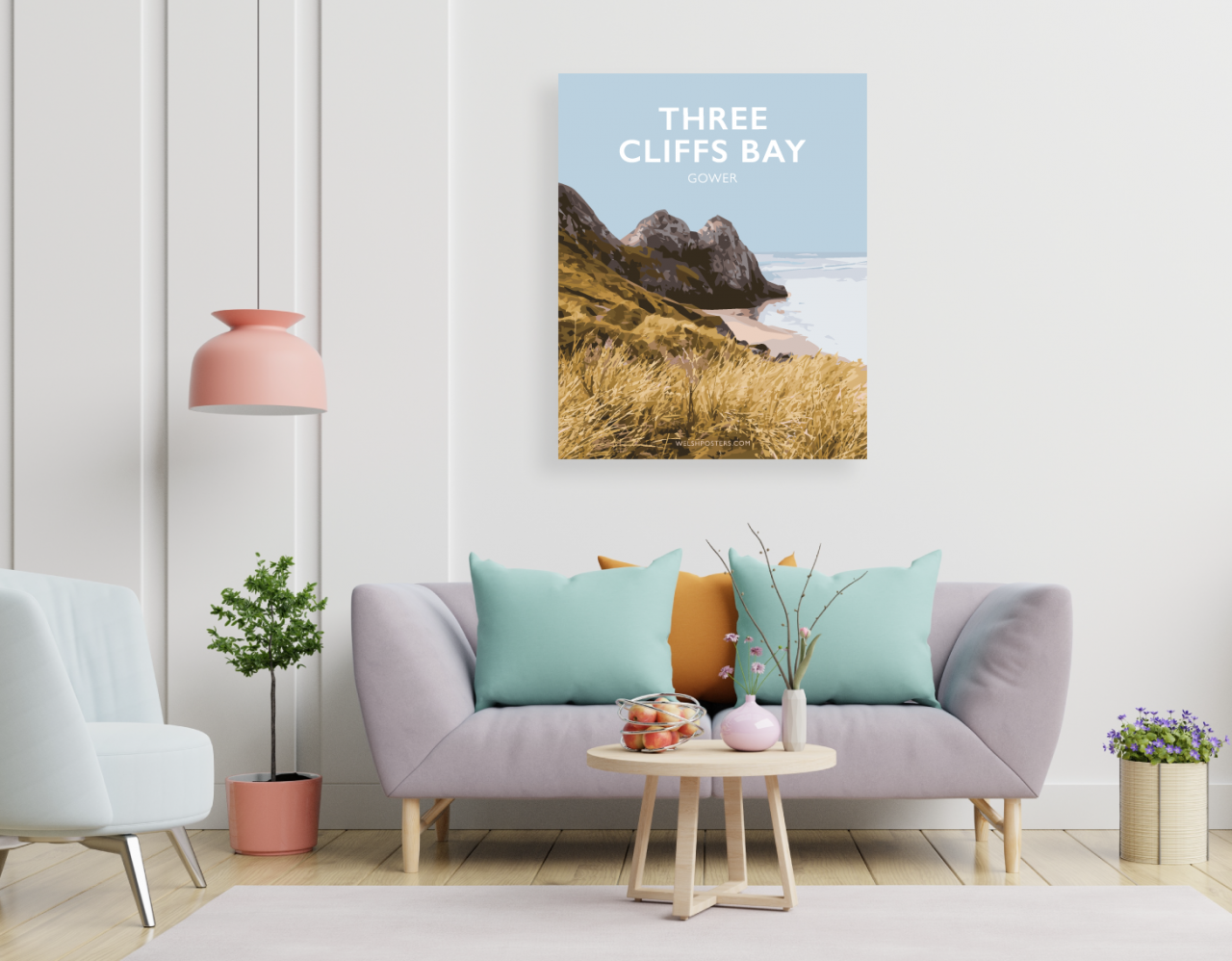 THREE CLIFFS BAY Travel Poster - THREE CLIFFS BAY Best sellers, Gower ...