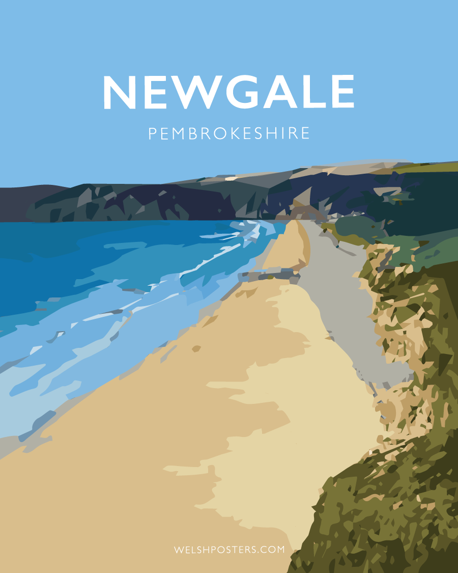 NEWGALE SANDS Travel Poster - NEWGALE SANDS Pembrokeshire Posters ...
