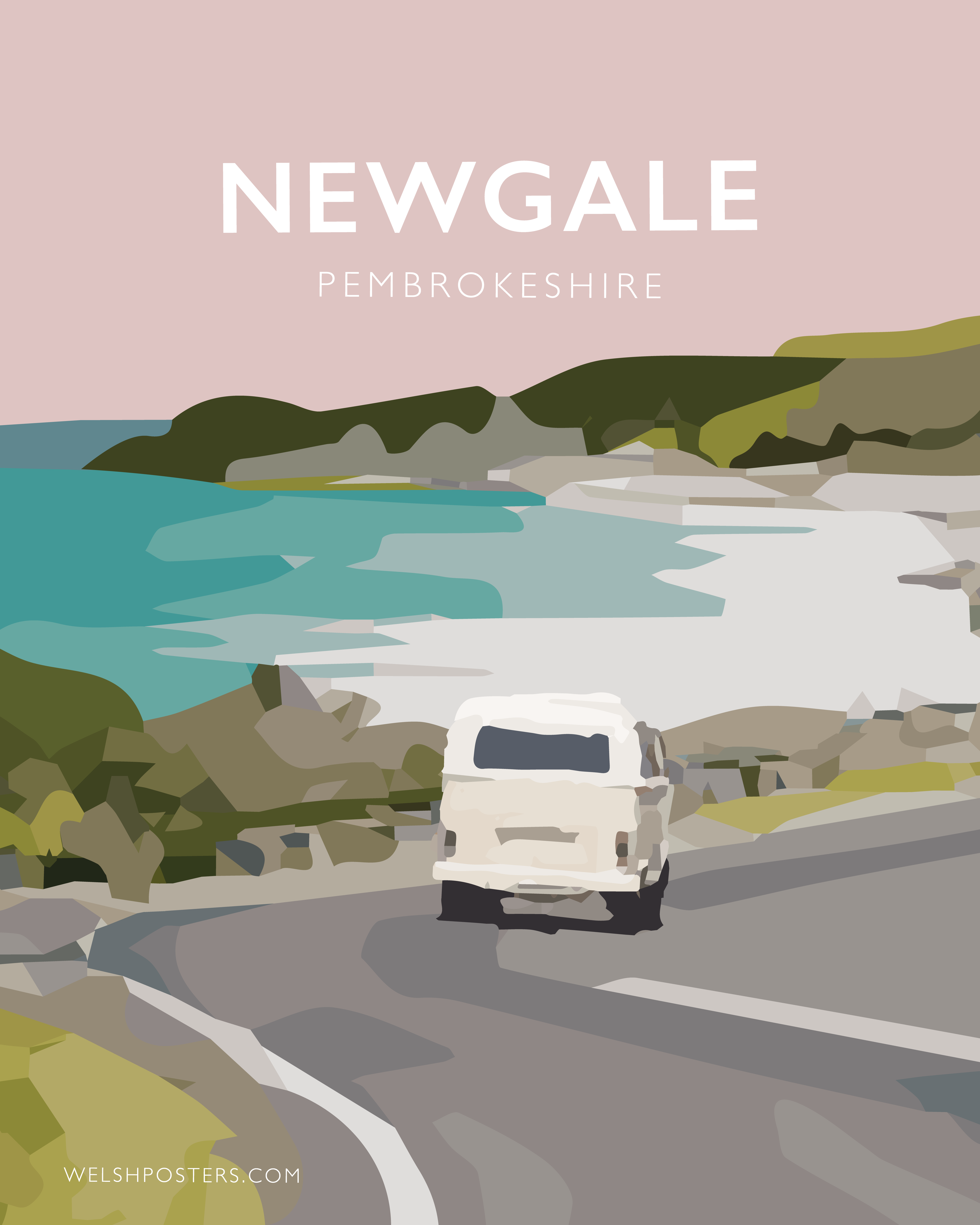 NEWGALE ROAD Travel Poster - NEWGALE ROAD New, Pembrokeshire Posters ...