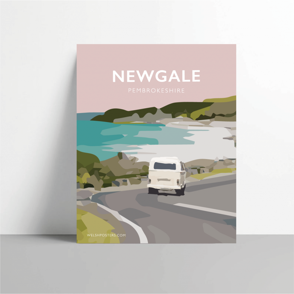 NEWGALE ROAD Travel Poster - NEWGALE ROAD New, Pembrokeshire Posters ...