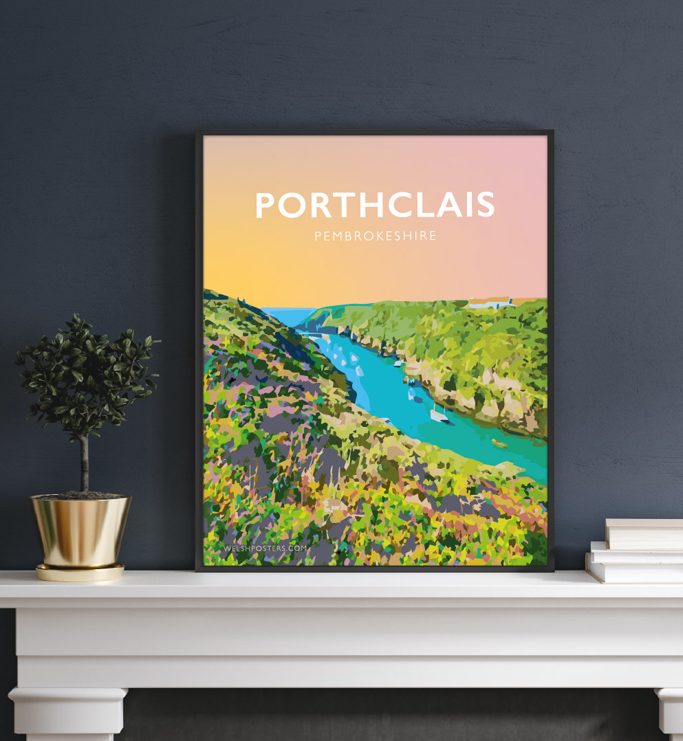 PORTHCLAIS Travel Poster - PORTHCLAIS Pembrokeshire Posters Prints ...