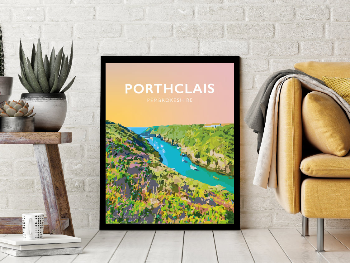 PORTHCLAIS Travel Poster - PORTHCLAIS Pembrokeshire Posters Prints ...