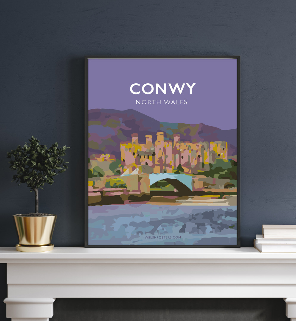 CONWY CASTLE Travel Poster - CONWY CASTLE New, North Wales, Snowdonia ...