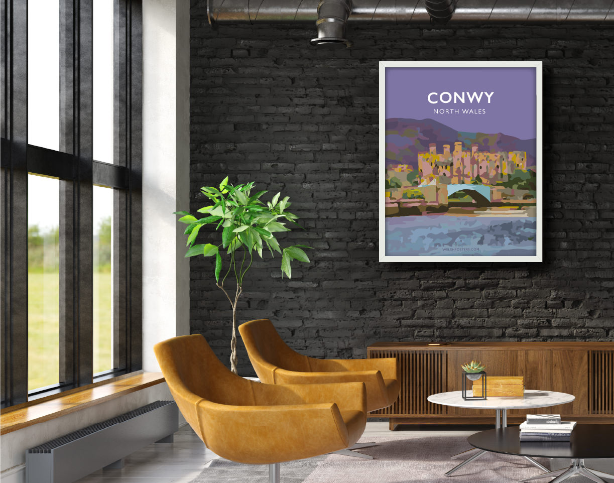 CONWY CASTLE Travel Poster - CONWY CASTLE New, North Wales, Snowdonia ...