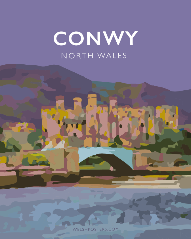 CONWY CASTLE Travel Poster - CONWY CASTLE New, North Wales, Snowdonia ...