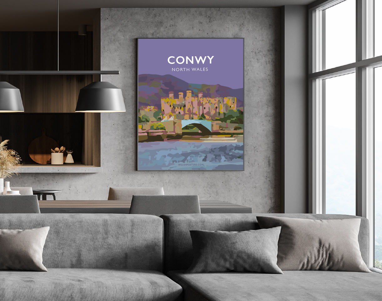 CONWY CASTLE Travel Poster - CONWY CASTLE New, North Wales, Snowdonia ...