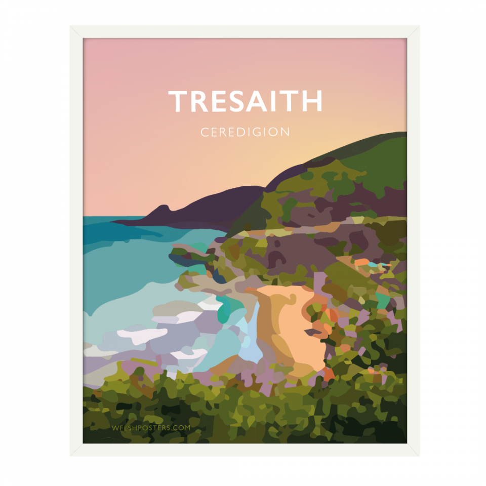 TRESAITH BEACH Travel Poster - TRESAITH BEACH Ceredigion, New Prints ...
