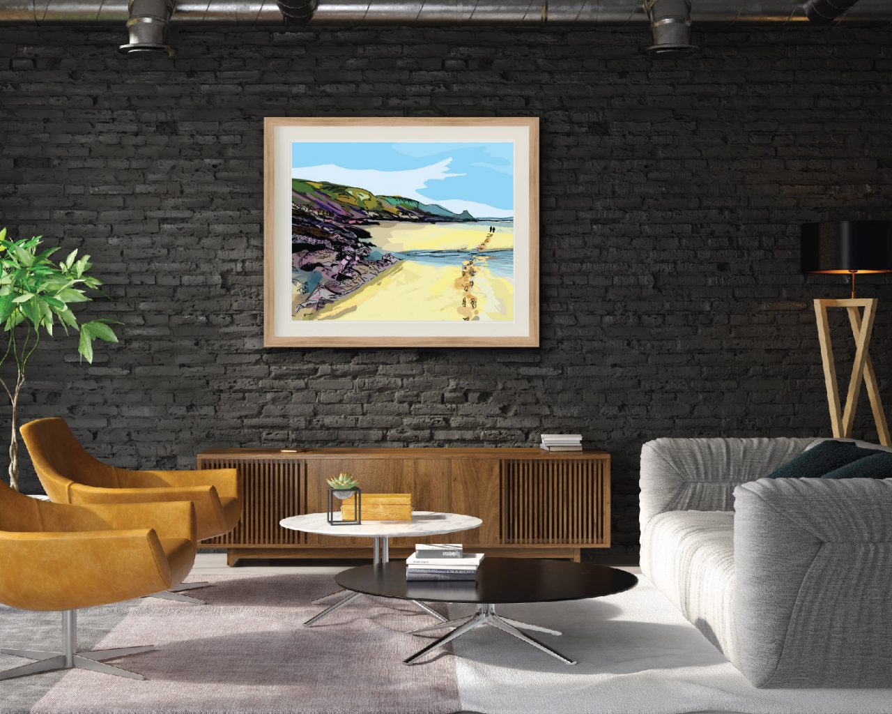 Walking to Rickets Head, Newgale (Limited Edition) Travel Poster ...